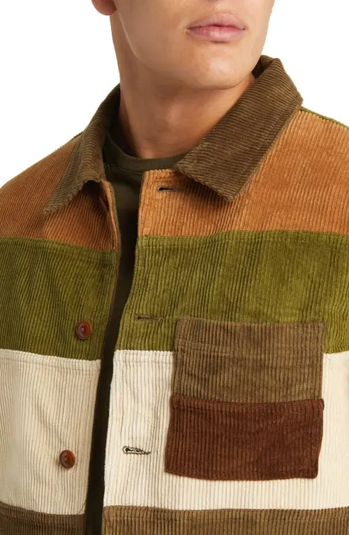 Schott Patchwork Cotton Corduroy Chore Jacket In Brown Multicolor